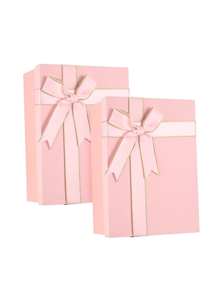 Generic Pink Large Gift Box with Lid and Bow,Pink Gift Packaging Box ...