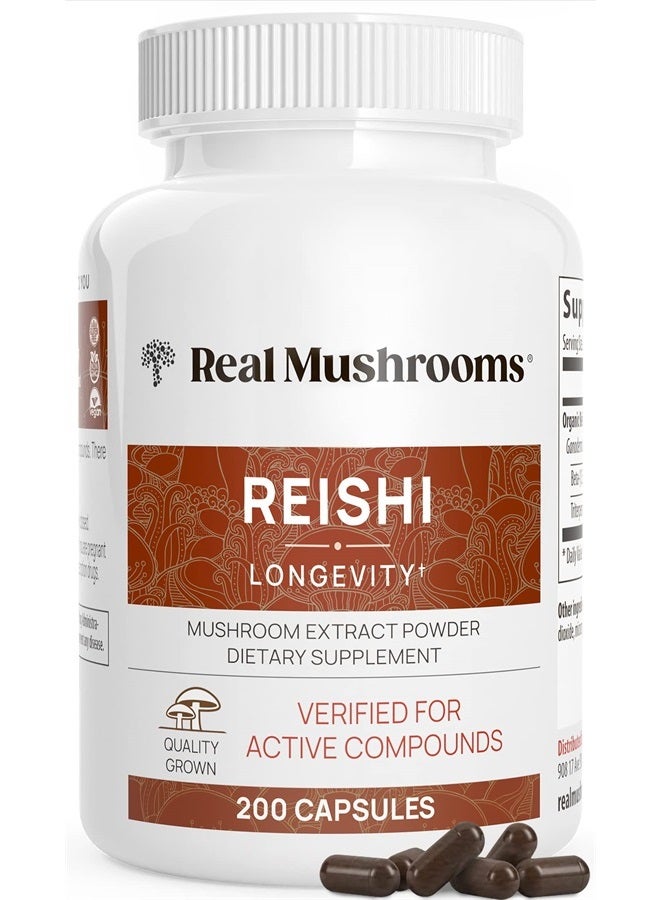 Real Mushrooms Reishi Capsules - Organic Mushroom Extract Supplement ...