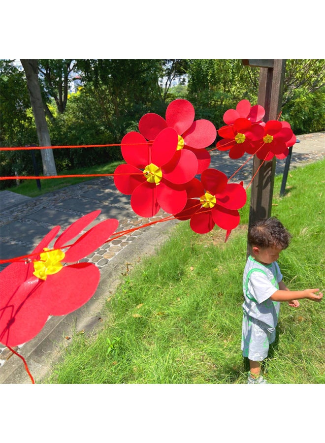 Generic 10 Meters Steel 10 Six-color Petals Pull String Windmill Layout ...