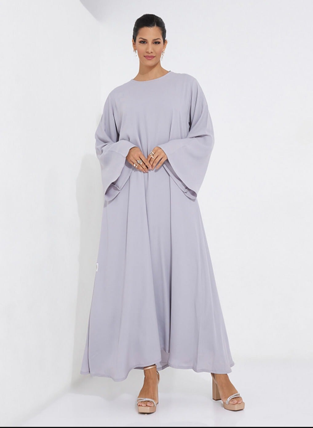 Rosette Abaya French grey dress with wide sleeves | Best Price UAE ...