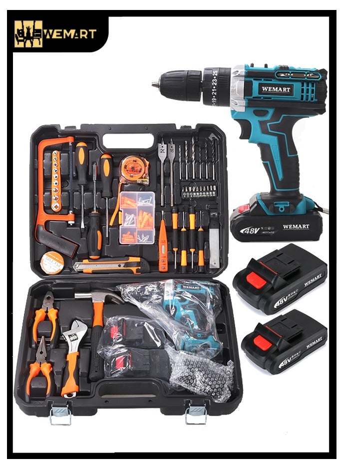 WEMART 128 Piece Power Tools Kit with 48V Cordless Drill, Professional ...