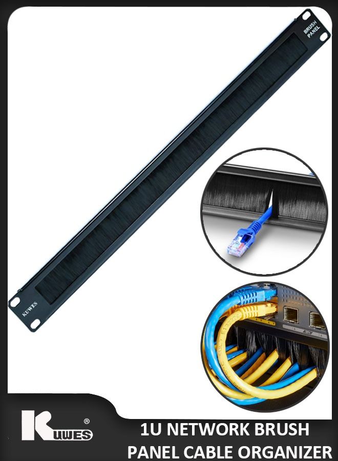 Kuwes 1U Brush Strip Horizontal Server Rack Mount Cable Management ...