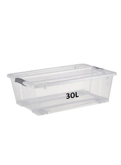 Premify 30L Storage Box With Lid & Wheels | Slim Under Bed Plastic Organizer – Stackable ...