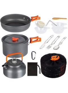 Occuwzz 14 Pcs Camping Cookware Set Non Stick Family Backpacking ...