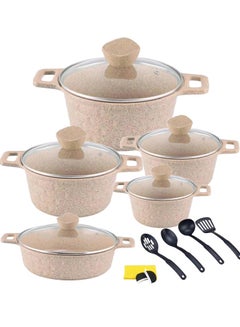 DESSINI 17-Pieces Granite Coated Cookware Set Includes 20, 24, 28, 32cm ...