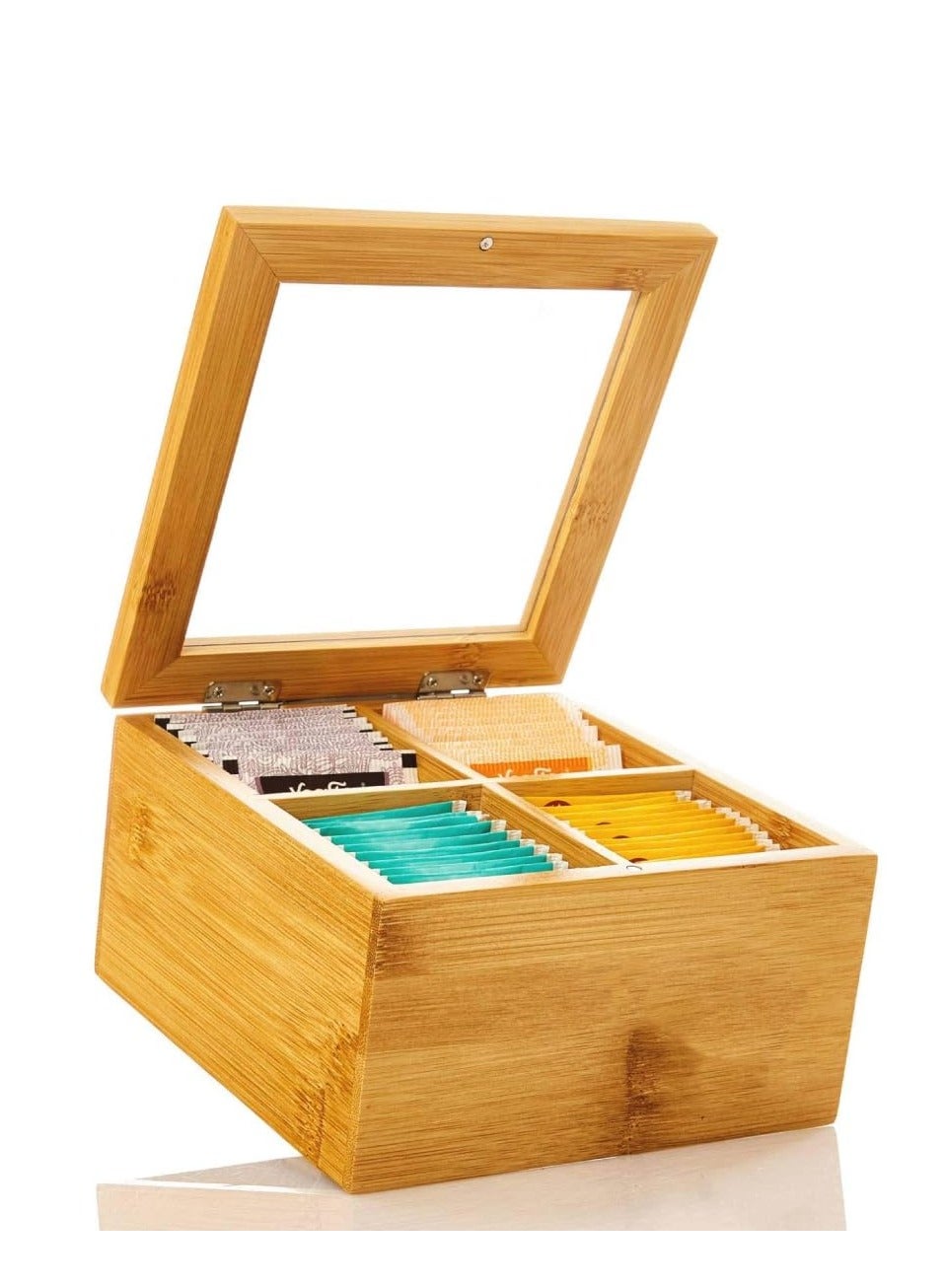 Jinou Tea Box Made with premium Quality Bamboo Material - 4 Compartment ...