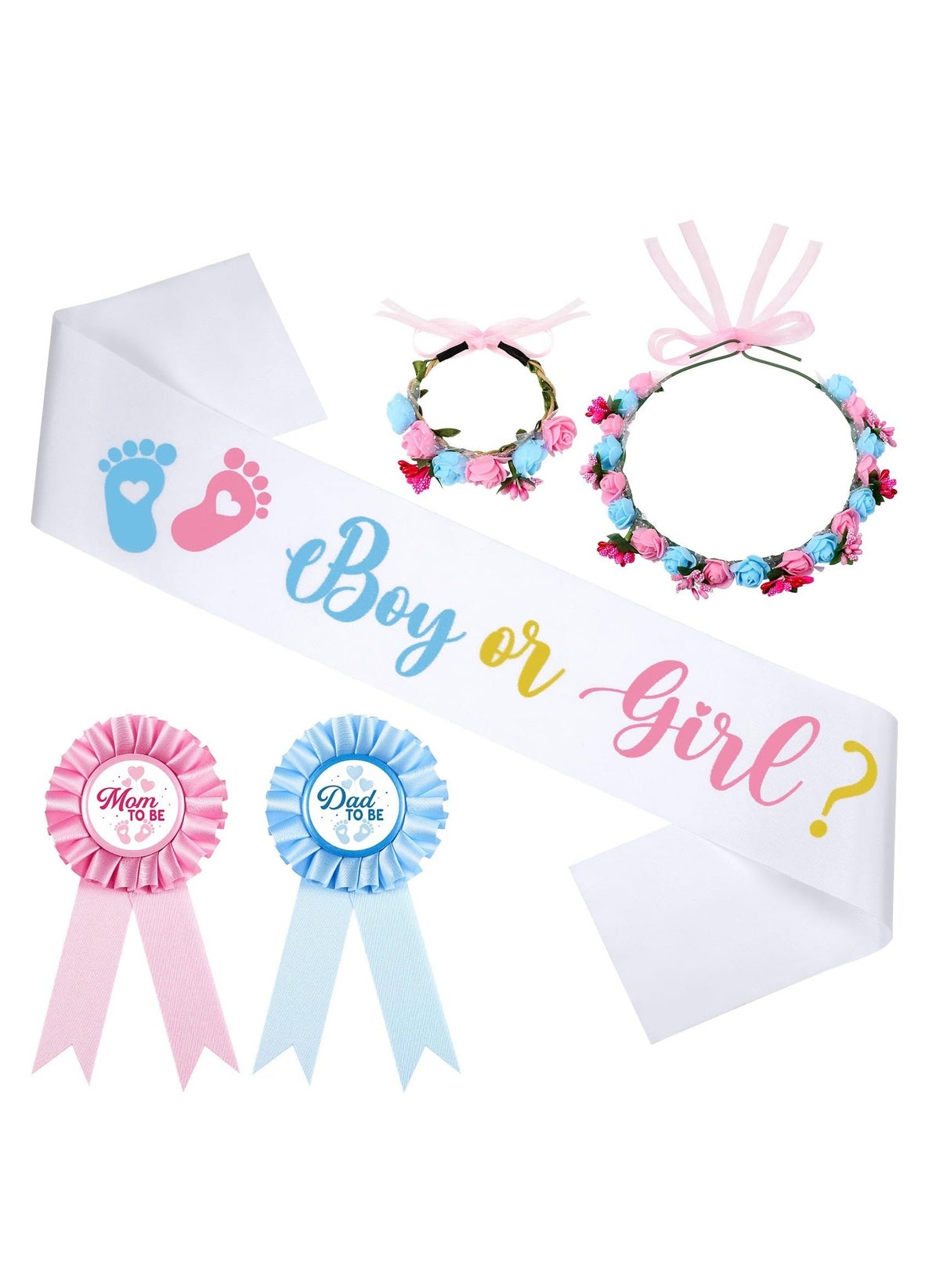 Generic Gender Reveal Sash - Boy or Girl, Pink Blue Mom to Be Sash Dad ...