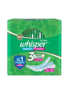Whisper Ultra Hygiene+Comfort Sanitary Pads, 50 Xl+ Pads, For Heavy ...