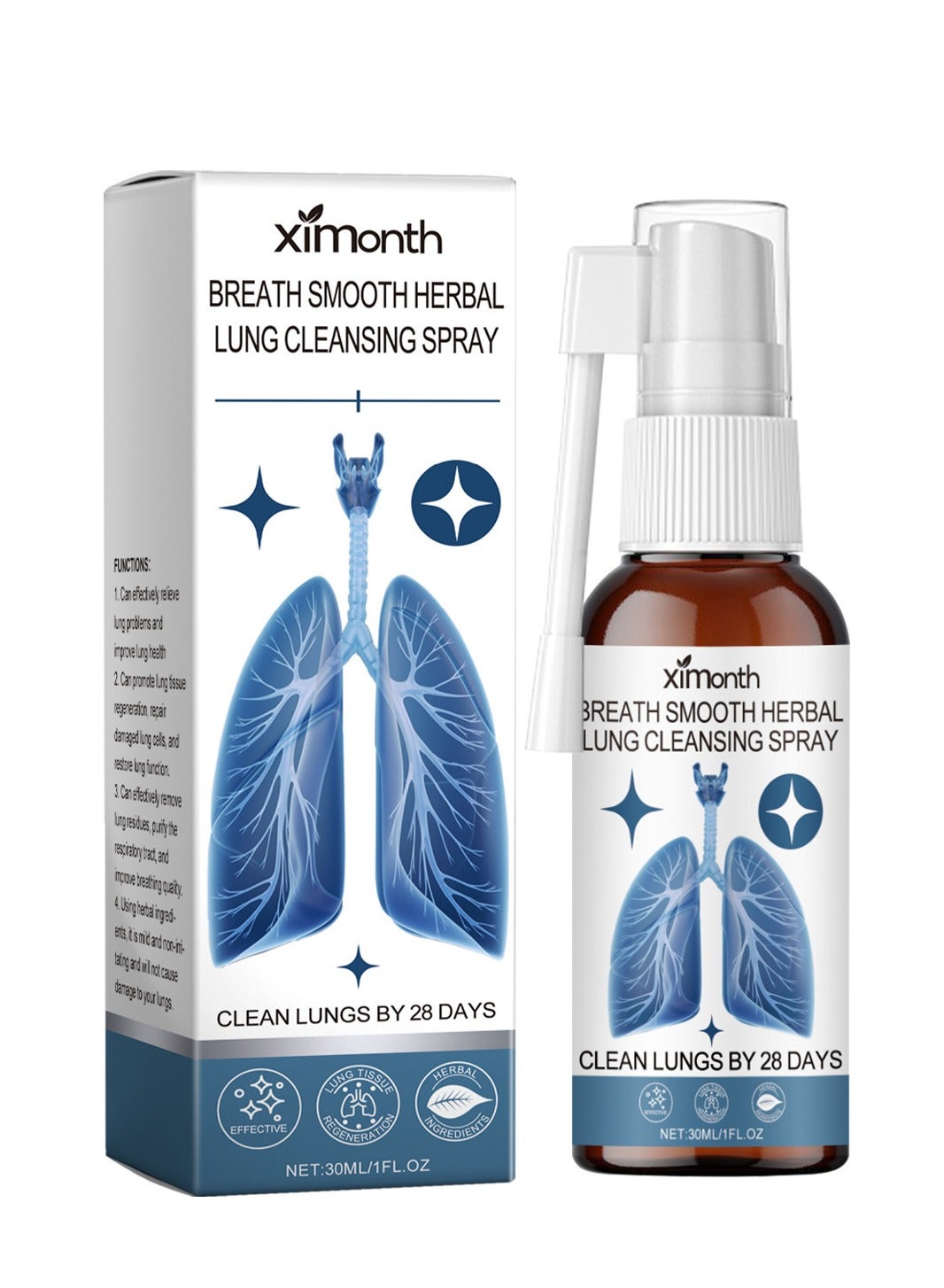 ximonth Herbal Lung Cleansing Spray, Natural Herbal Lung Essence ...