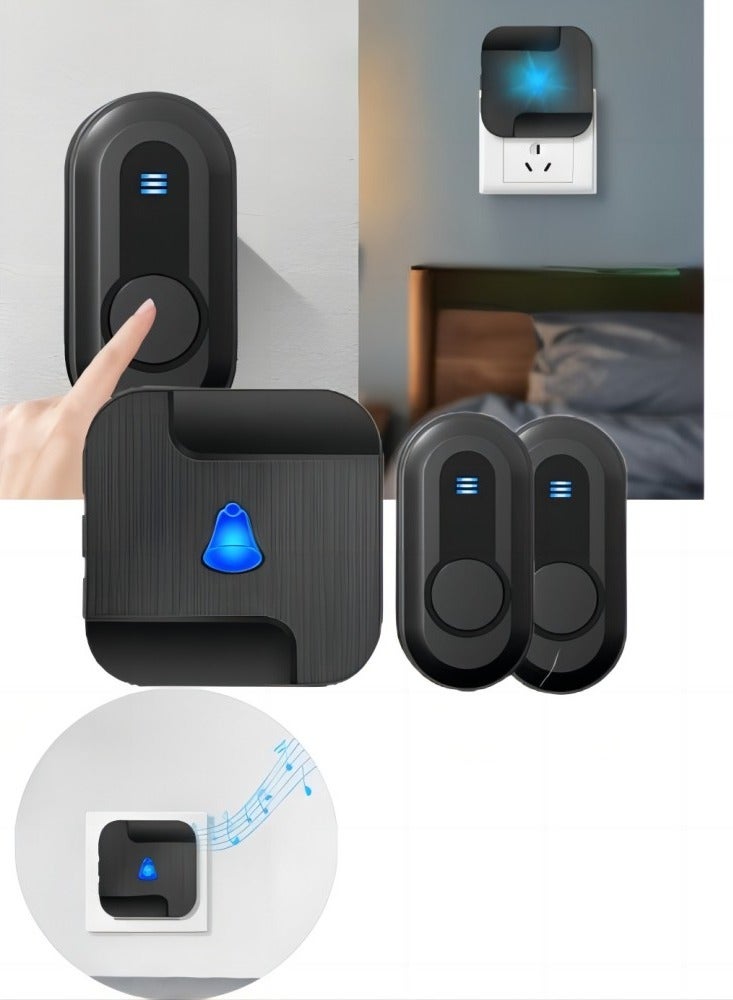 Generic Waterproof wireless doorbell with LED flash, with British plug, 1 receiver and 2 ...