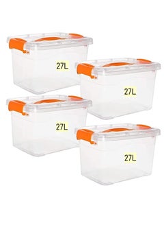 Generic 4pcs Plastic Storage Boxes, 27L Clear Stackable Containers With ...