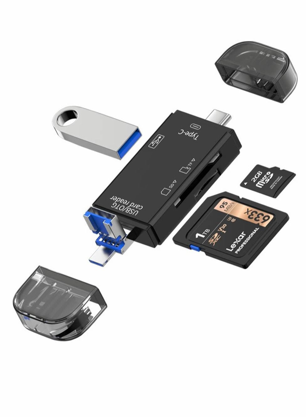 Generic SD Card Reader, 6-in-1 USB C/Micro/USB Memory Reader Camera ...