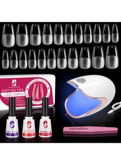 Clara Colors Nail Tips And Glue Gel Kit Gel X Nail Kit 550Pcs Soft Gel ...
