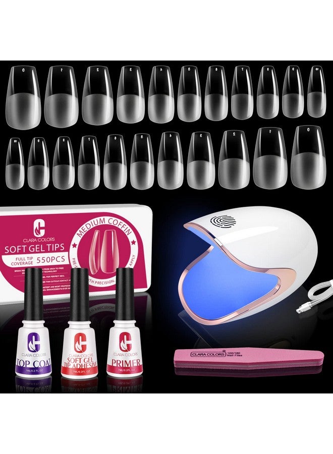 Clara Colors Nail Tips And Glue Gel Kit Gel X Nail Kit 550Pcs Soft Gel ...