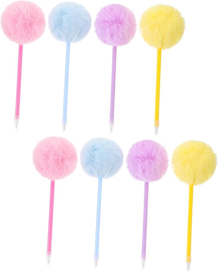Generic 8 Cute Pompom Ballpoint Pens Fuzzy Writing Pens For Fun Note ...