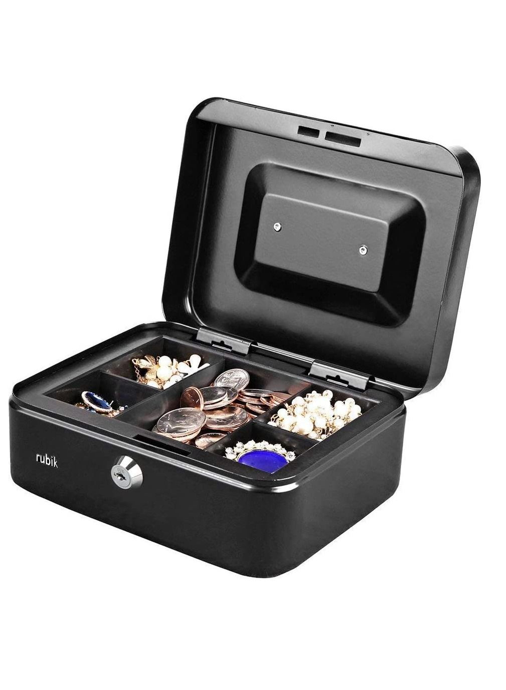Rubik Medium Cash Box Steel Register with Tray and Lock Durable ...