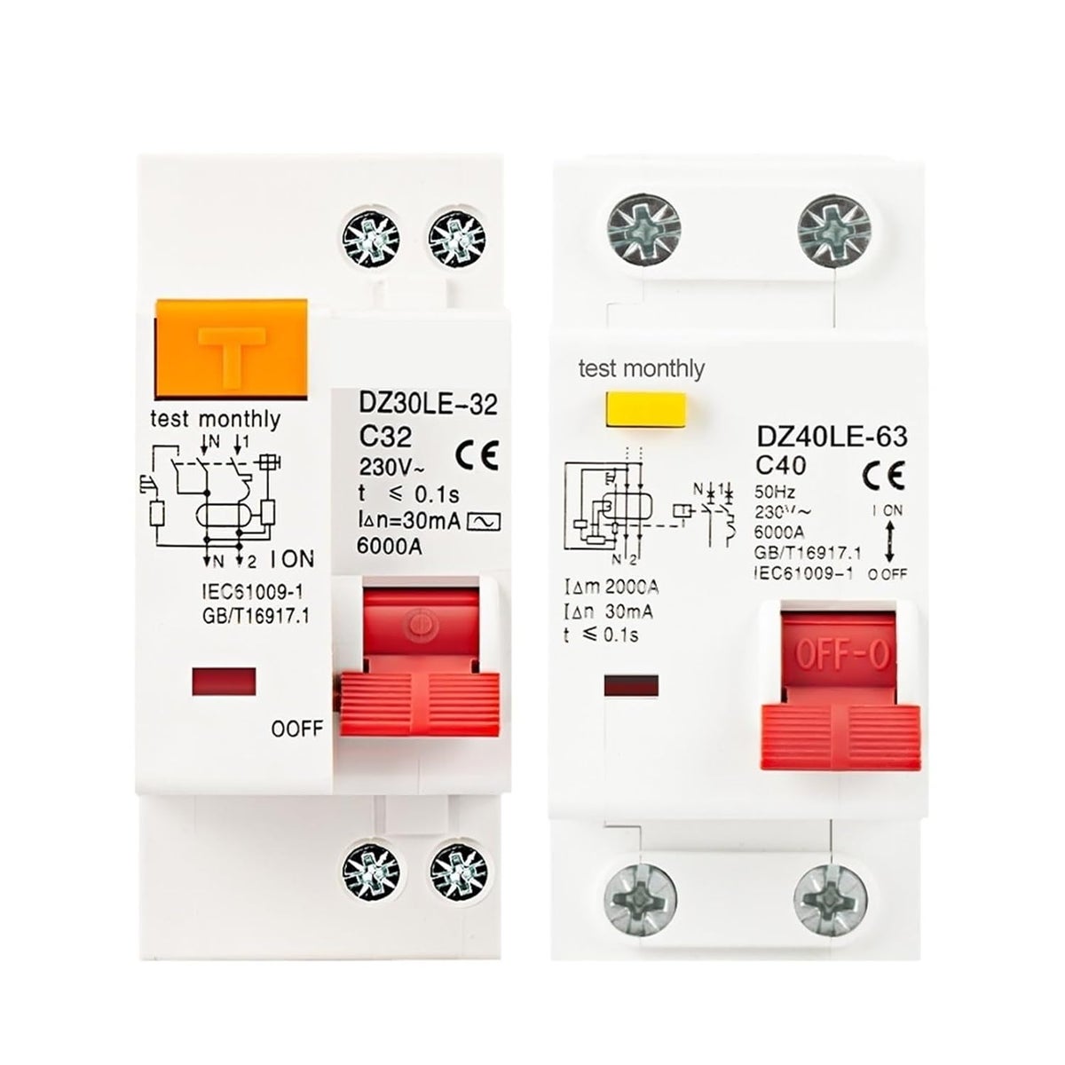 Generic RCBO MCB 40A Residual Current Circuit Breaker with Overload ...