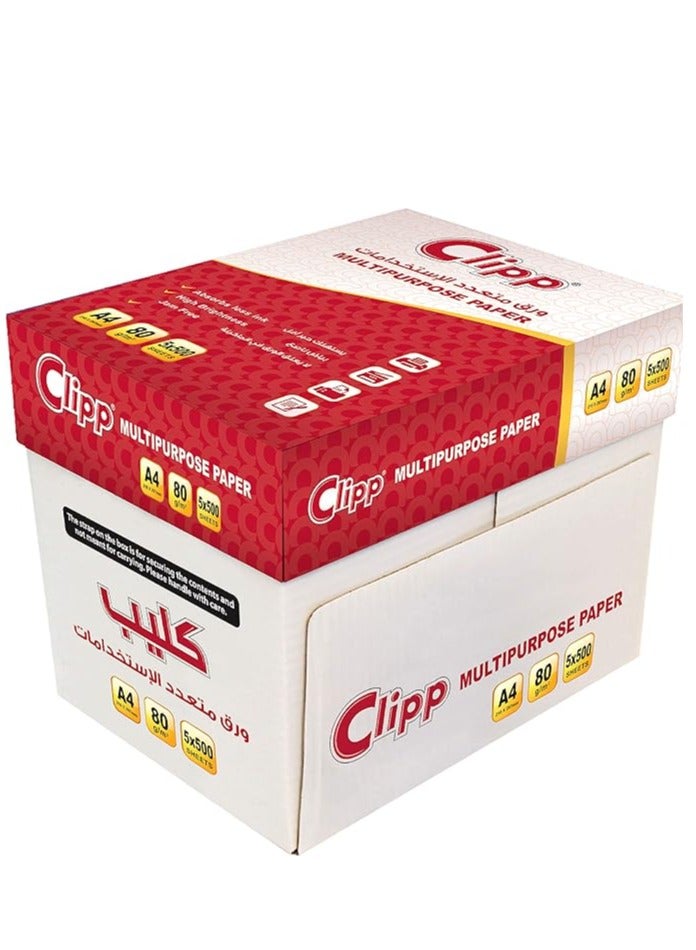 CLIPP CLIPP A4 MULTIPURPOSE PAPER WHITE 80GSM BOX OF 5 REAMS | Best ...