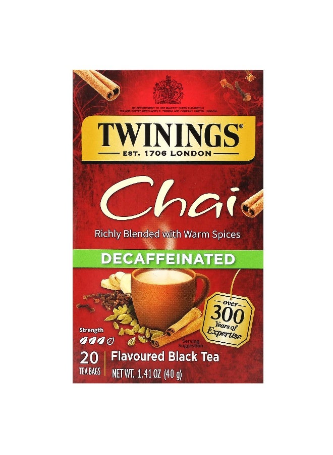 Twining's Twinings, Flavored Black Tea, Chai, Decaffeinated , 20 Tea ...