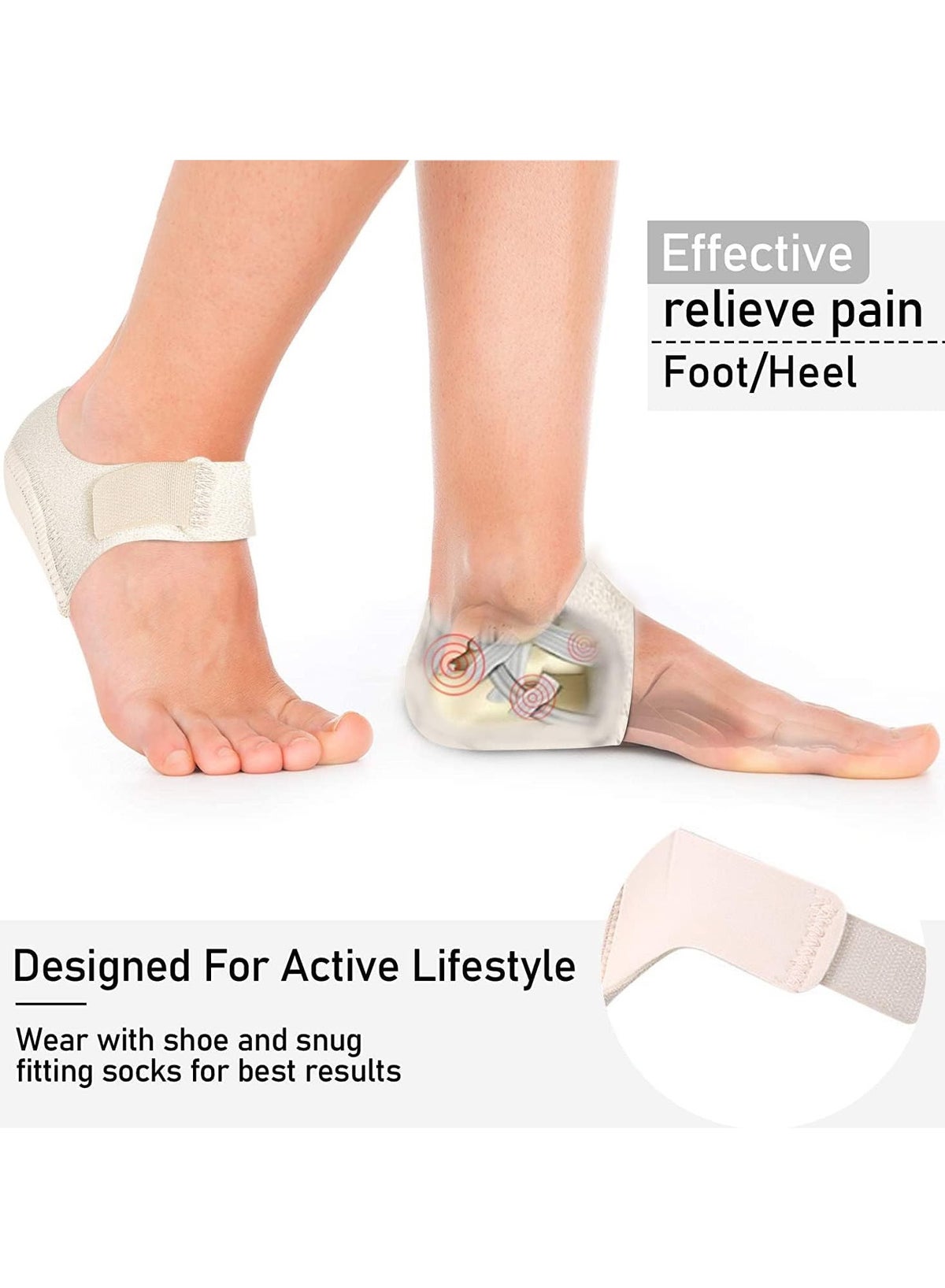 Healife Heel Spur Inserts Gel Heel Pads, Heel Spur Bandages, Heel ...