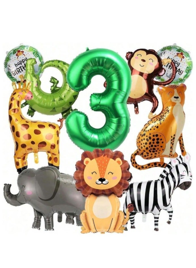 Generic 10pcs Large Size Jungle Animal Foil Balloons Lovely Animals ...