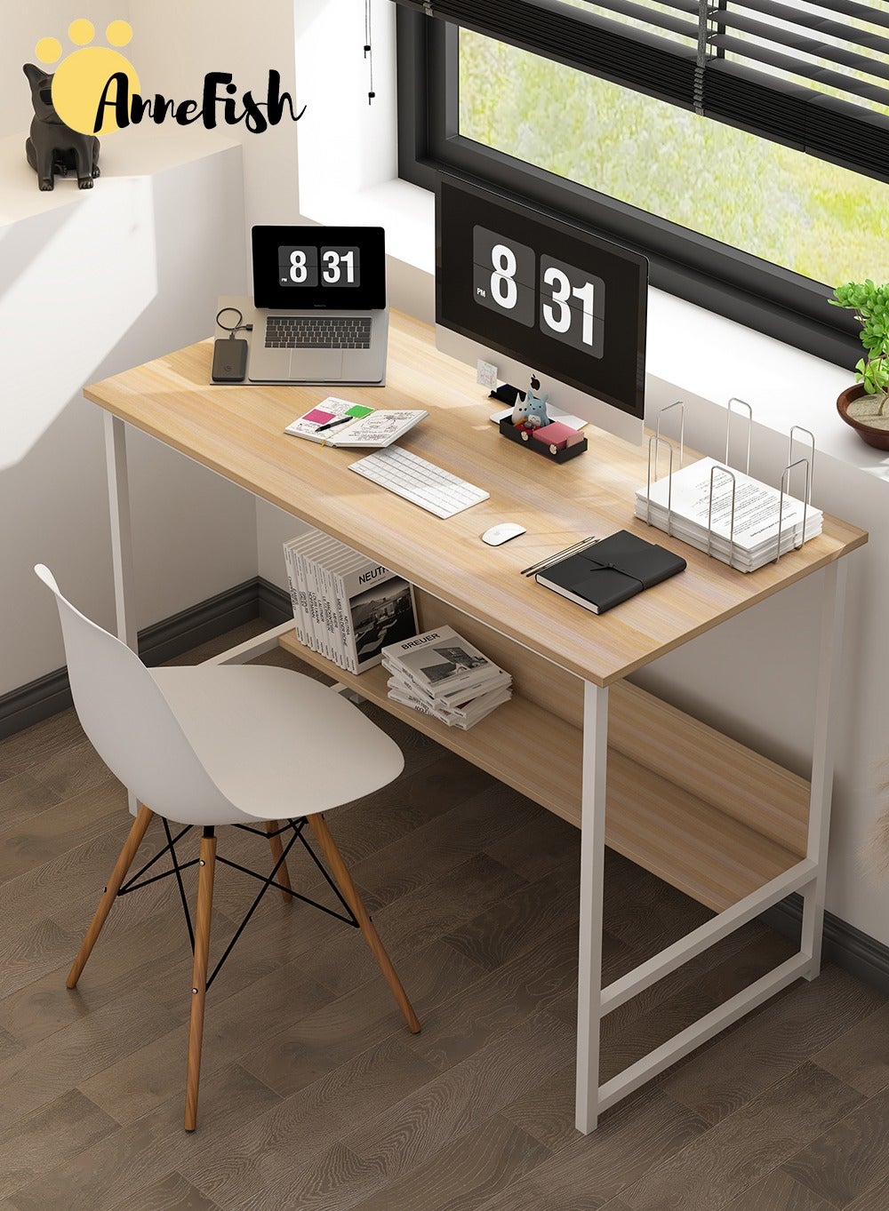 AnneFish 100*45*72cm Computer Desk Home Office Writing Study Desk ...