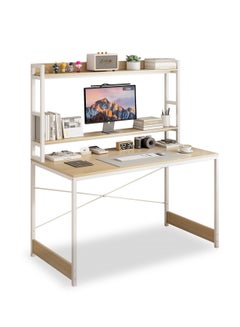 JANTENS Study Desk with Adjustable Bookshelf Home Office Workstation ...
