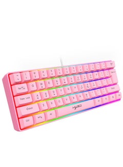 HXSJ Wired 61-Keys RGB Backlit Streamer Gaming Keyboard Pink UAE ...