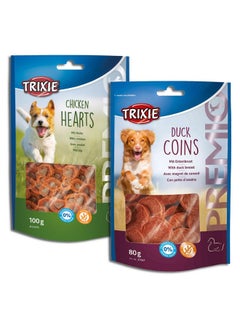 Trixie Premio Dog Treats Combo: Chicken Hearts, 100 G And Duck Coins ...