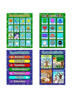 Generic 4 Pieces Educational Learning Posters, Days of The Week, Shapes ...