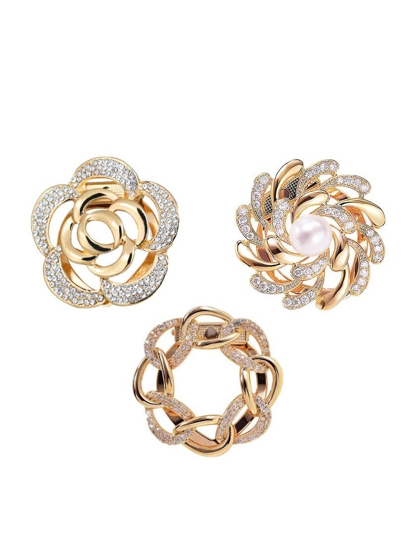 Generic 3PCS Scarf Clip Brooches All In One Elegant Pearl Floral ...