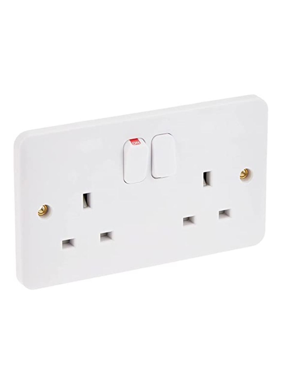WINTEX Universal Electric Wall Switch Socket White 13A 250V 2 Gang | Best Price UAE | Dubai, Abu ...