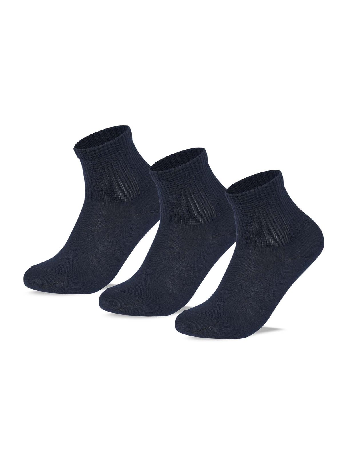SAM SOCKS Kids Set of 3 Half Long School Plain Socks Navy Blue size 30 ...