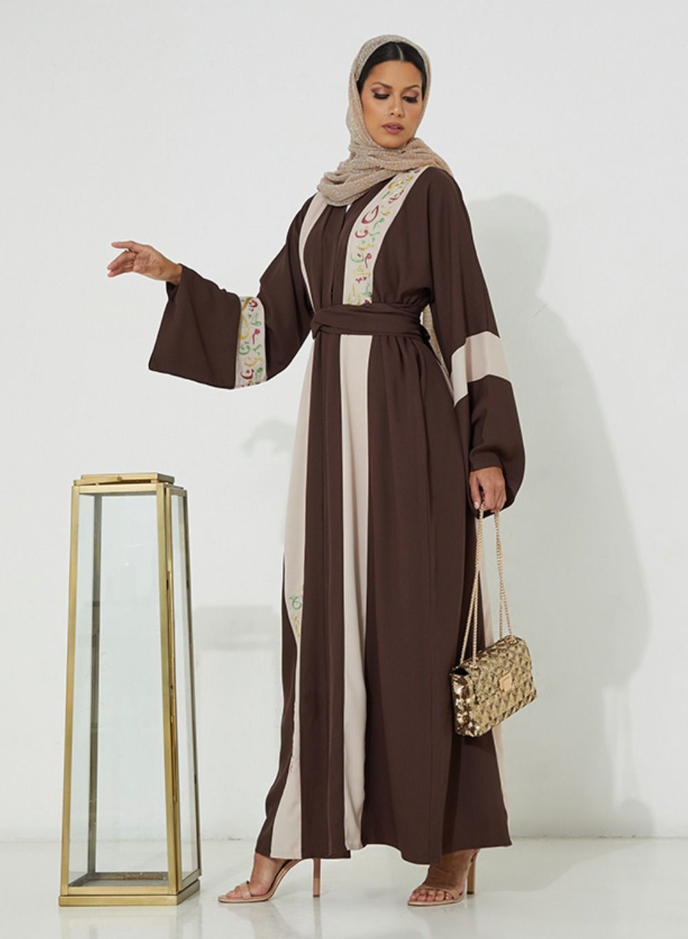 Rosette Abaya Brown Abaya Arabic Style | Best Price UAE | Dubai, Abu Dhabi