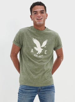 Buy American Eagle Green Logo Crew Neck T-Shirt for Men in UAE