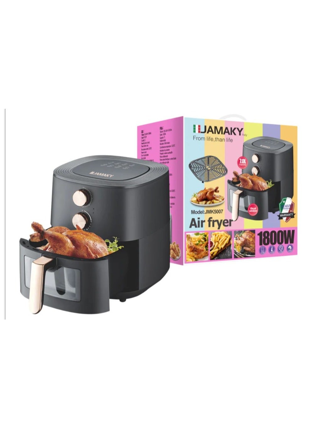 JAMAKY Italy Jamaki JMK 5007 1800W 7L Air Fryer | Best Price Egypt ...