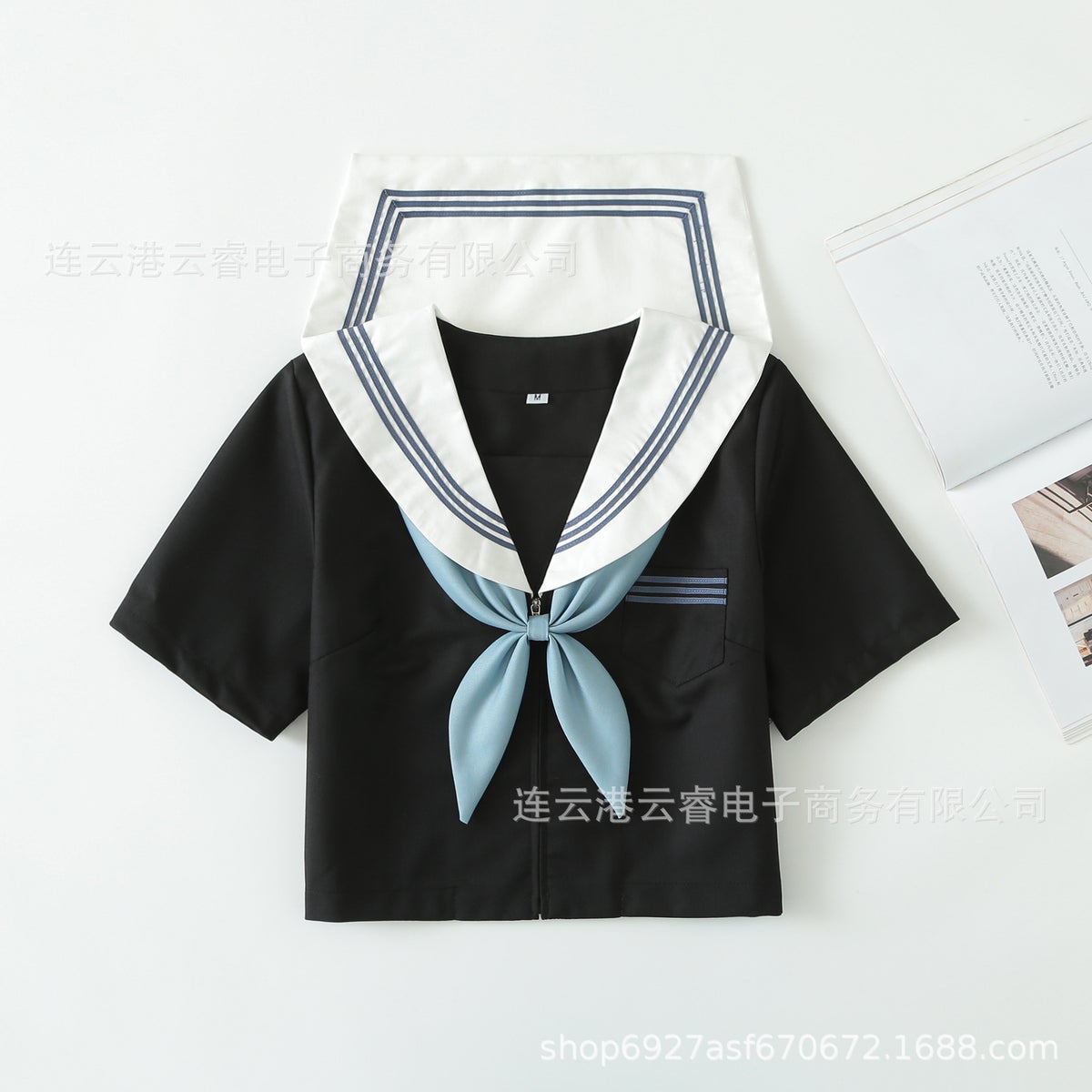 Generic Black Body White Collar Blue Three Basic Sailor Dress Jk ...