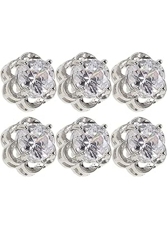 Generic 6Pcs Flower Rhinestone Buttons Metal Craft Embellishments For ...