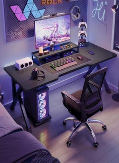 VINNYSEN K Shaped Gaming Desk 140cm Computer Table Home Office Computer ...