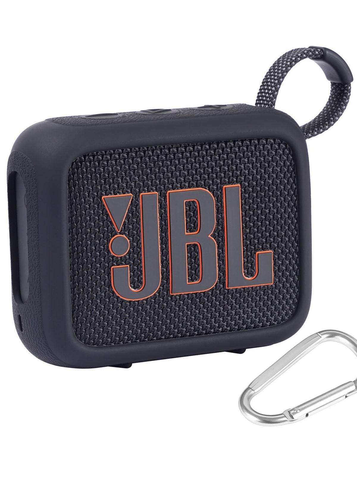 Generic Black Silicone Case for JBL Go 4 Speaker - Waterproof Protective Sleeve with Carabiner ...