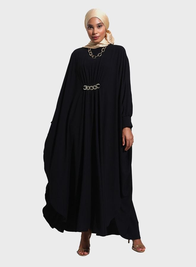Refka by modanisa Embellished Puff Sleeve Abaya Dress | Best Price UAE ...