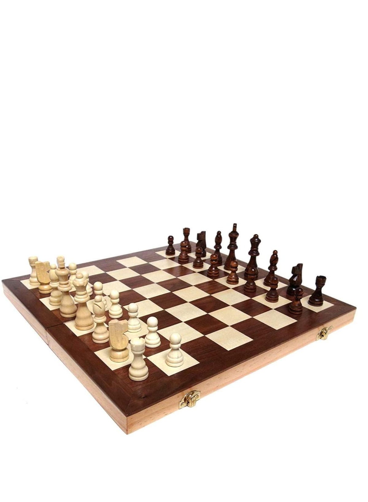 15 inch Wooden Chess Set Felted Game Board Interior Storage | Best ...