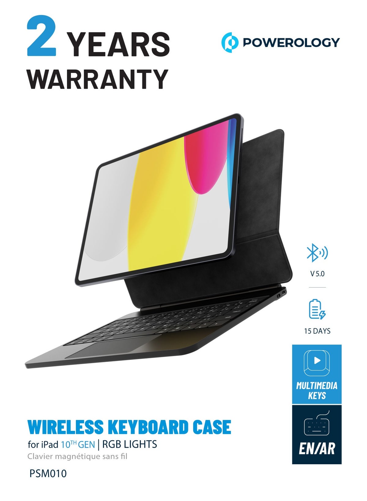 Powerology Wireless Keyboard Case with 7-Color RGB Lights / Smartcase ...