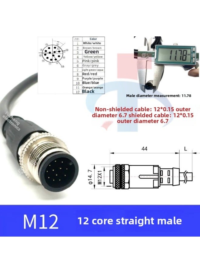 Generic Aviation Plug M12-4 Core 5 Core 8 Core Belt Line 2 Meters ...