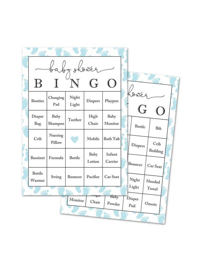 InvitationHouse Blue Baby Feet Baby Shower Bingo Cards Prefilled Set Of ...