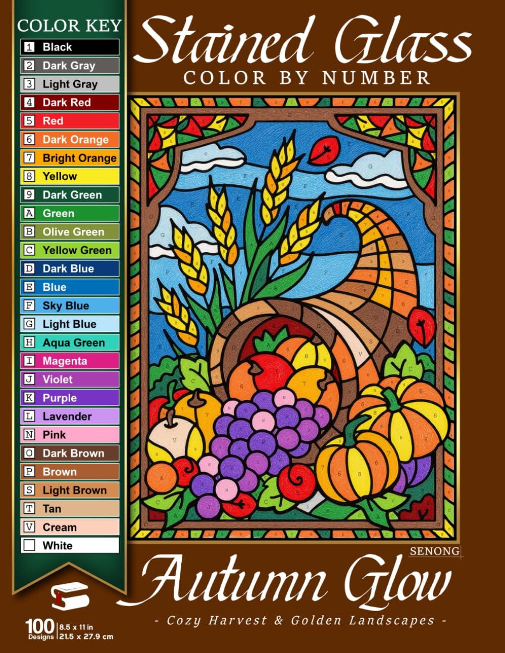 Autumn Glow Stained Glass Color By Number: Cozy Harvest & Golden ...