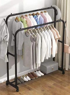RACK STORE Garment Rack Double Rod Heavy Duty Curved Shape Hanging ...