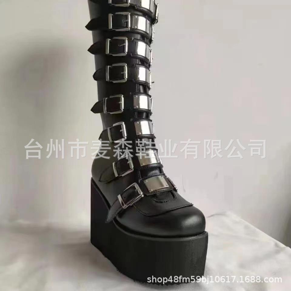 Generic Demonia Buckle Thick-Soled Boots 2023 New Gothic Wedge High ...