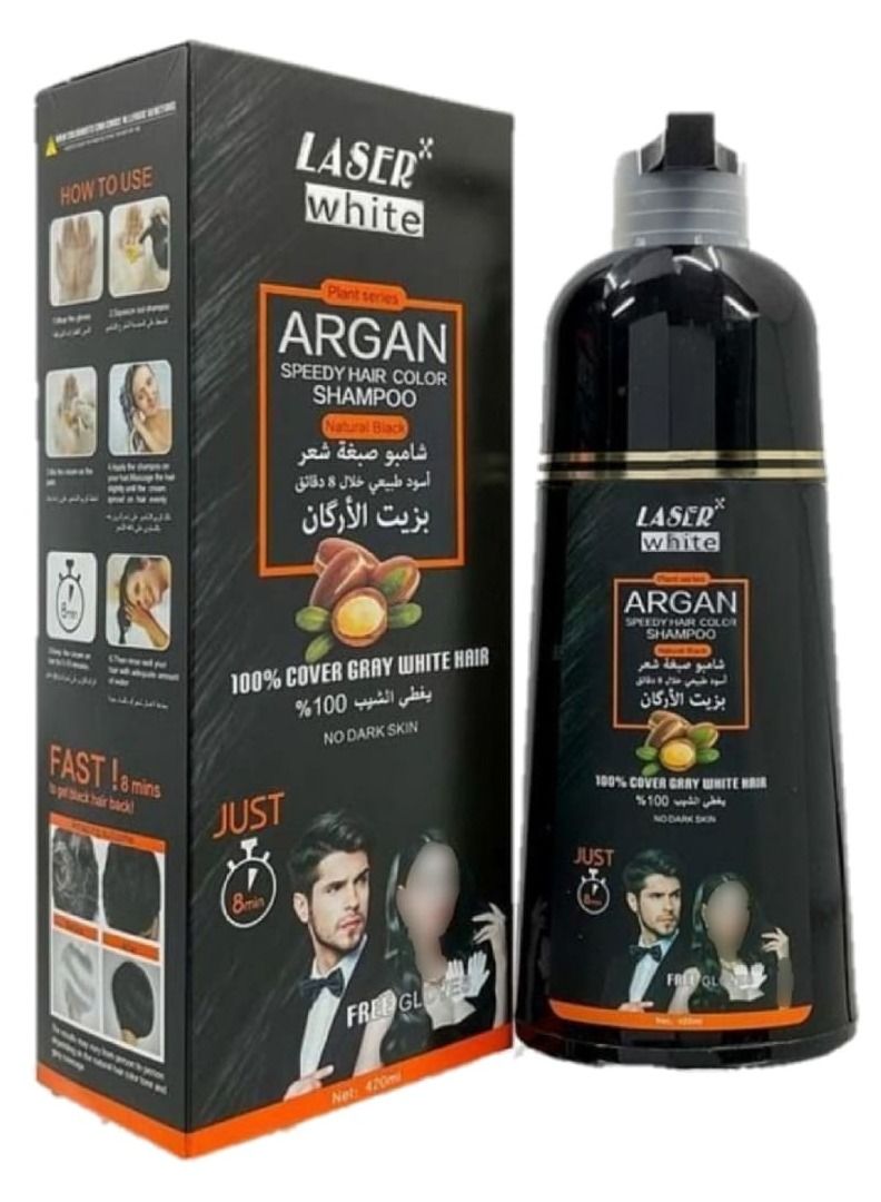 LASER WHITE Laser White Argan Speedy Hair Color Shampoo 420 ml, Natural ...