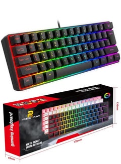 Rock Pow 60% Wired Gaming Keyboard, 61 Keys RGB Backlit Wrist Rest ...